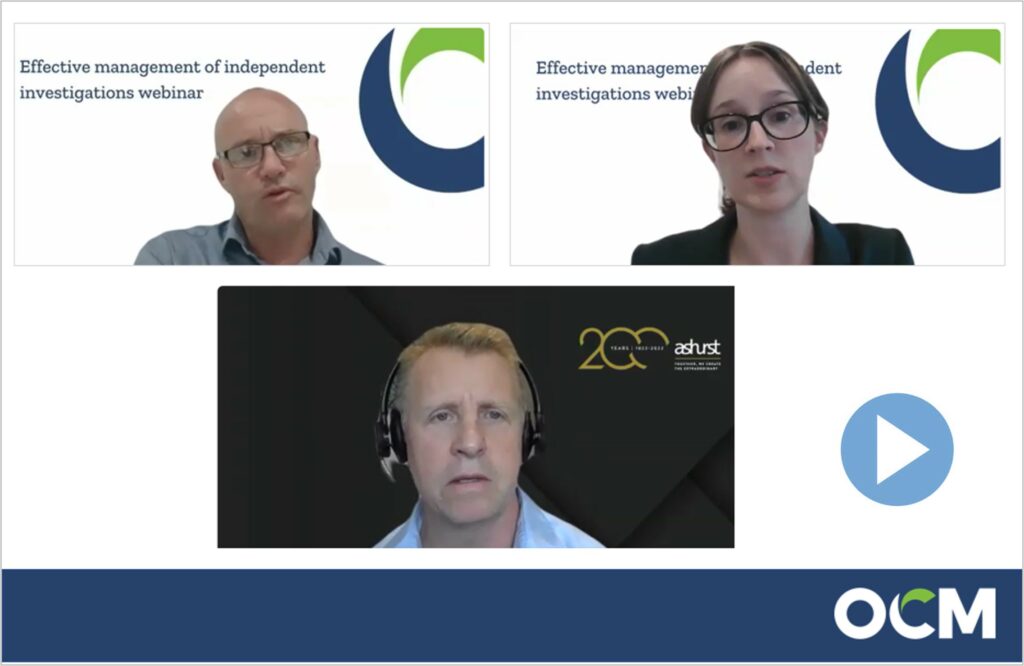 Webinar – Effective management of independent investigations | OCM